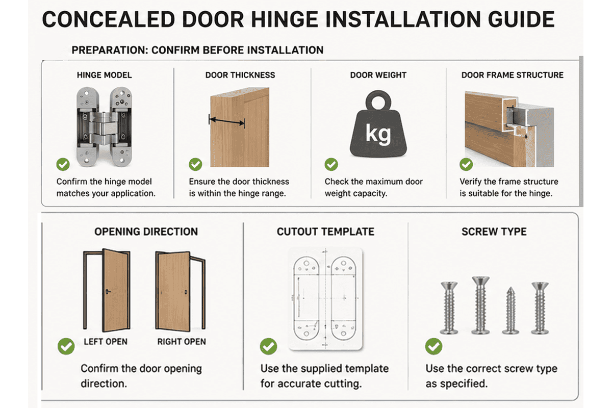 How to Install Concealed Door Hinges? Installation Guide - SDH hardware ...